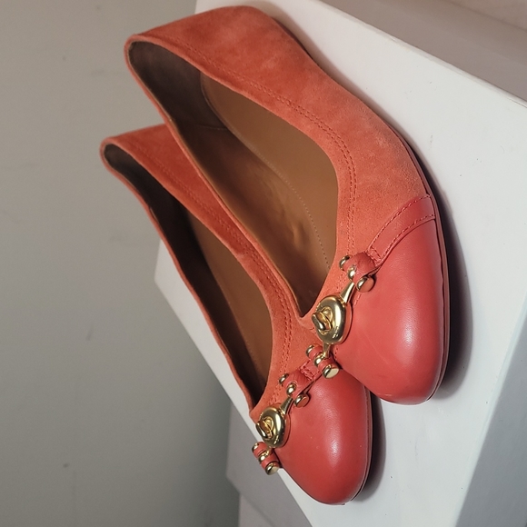 Coach | Shoes | Coach Lelia Ballet Flats Red Orange Size 75b | Poshmark